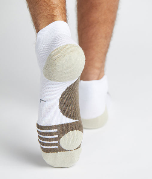 Quarter No Show Tab White/Cement Socks – Bipad Foot Posture